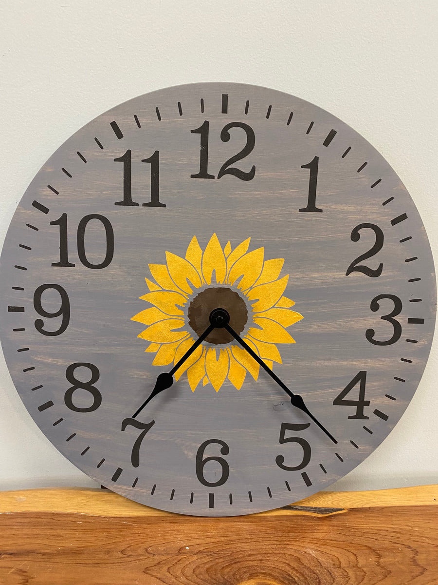 Custom made Sunflower clock – Words on Wood