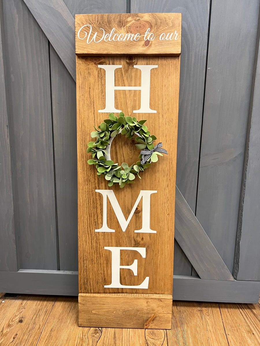 Welcome to our HOME Shutter Sign – Words on Wood